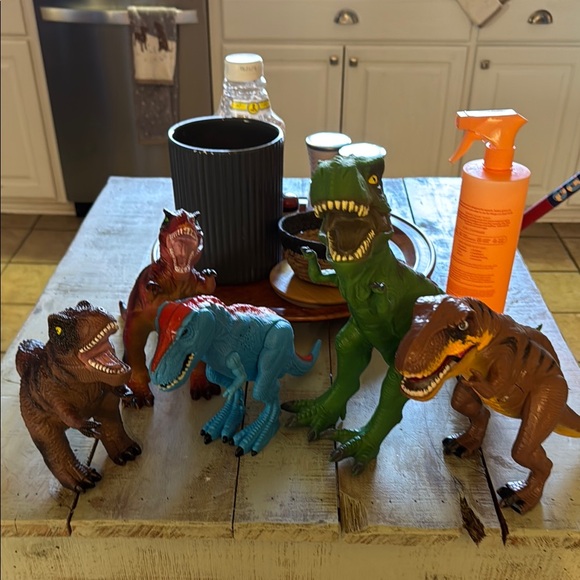 Toys | Dinosaur Action Figure Set Green Brown Blue | Poshmark